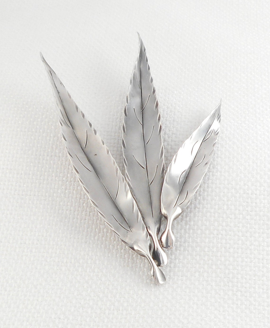 Vintage Stuart Nye Modernist Sterling Triple Willow Leaves | Etsy