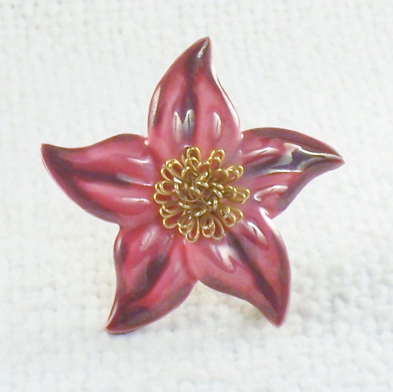 Vintage Kenneth Cole KC Pink Flower Pin Brooch With Wired | Etsy