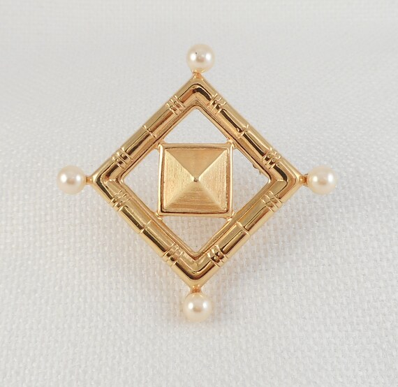 Vintage RARE Sandra Miller Burrows Gold Pyramid & Pea… - Gem