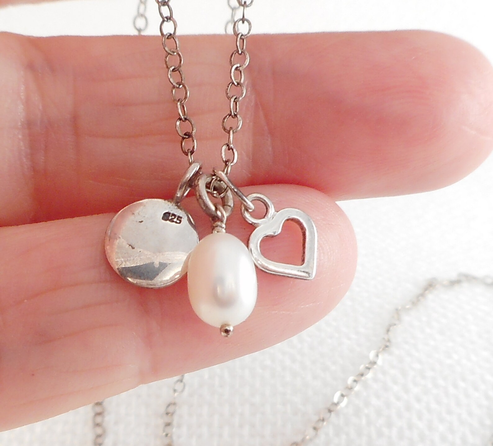 Vintage Sterling Three Charm Drop Necklace Boho Sterling - Etsy