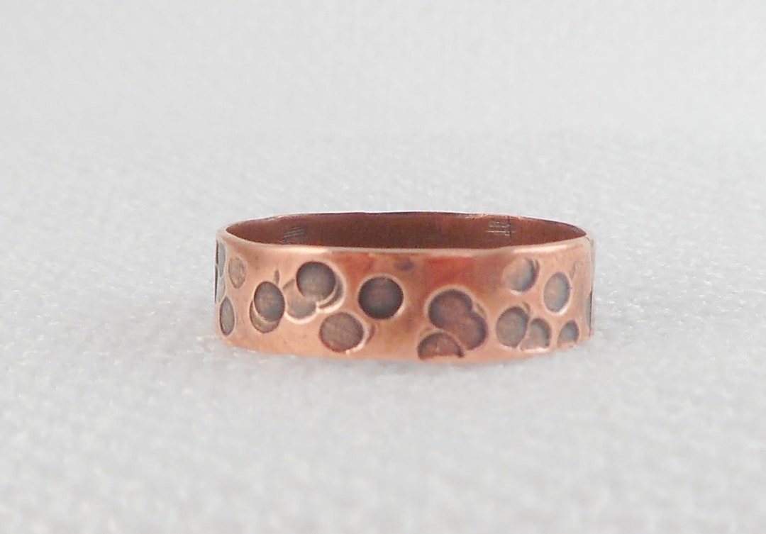 Vintage Modernist Copper Band Ring Dotted Copper Band Ring Small Size ...
