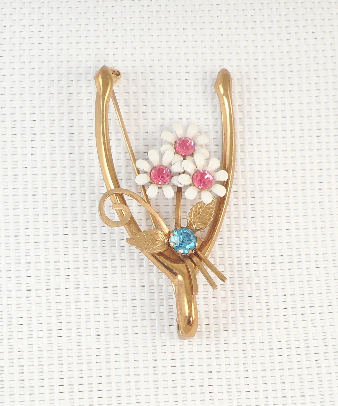 Vintage Early 1900's Coro Wishbone Rhinestone Flowers Brooch Very Rare ...