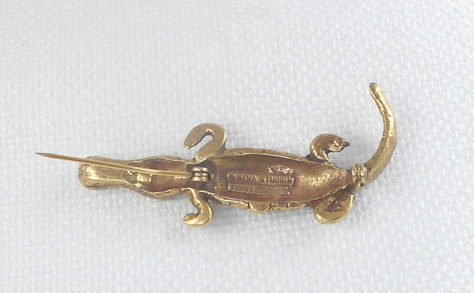 Vintage Alva Studios Crocodile Pin Brooch Vintage Brass Tone - Etsy
