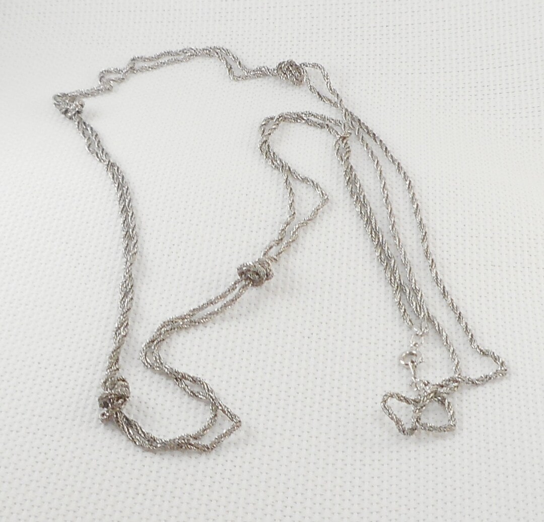 Vintage Elegant Two Strand Silver Knots Necklace Twisted Rope With ...