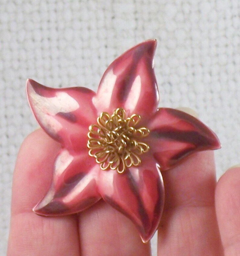 Vintage Kenneth Cole KC Pink Flower Pin Brooch With Wired | Etsy