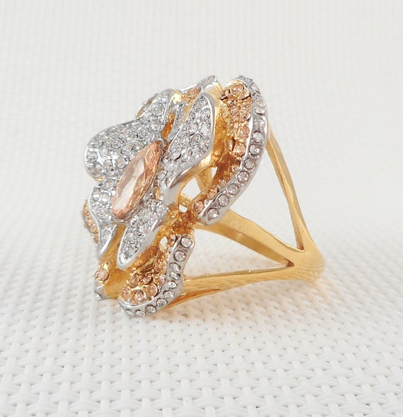 WOW Big Pave Stone Butterfly Ring Rhinestone Butterfl… - Gem