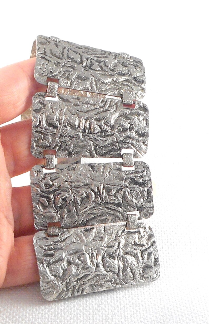Vintage Super Wide Marino Panel Bracelet Textured Distressed Marino ...