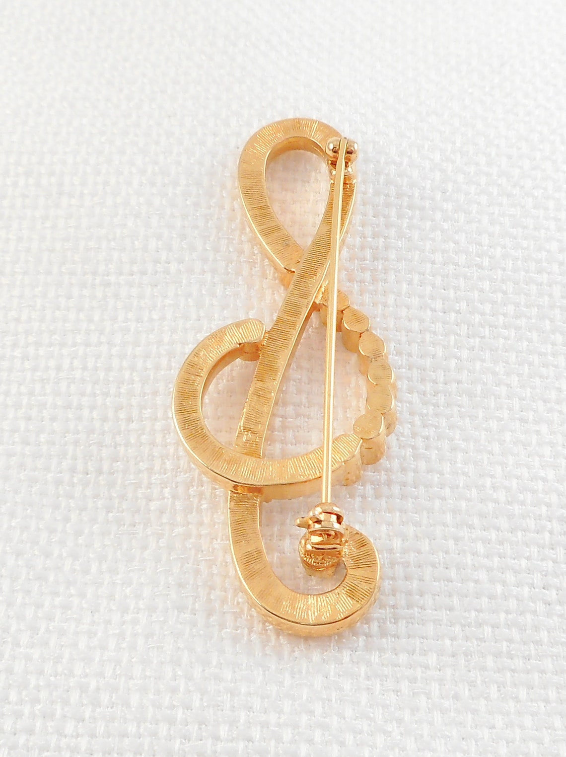 Vintage Big Gold Treble Clef Crystal Brooch Musical Brooch | Etsy