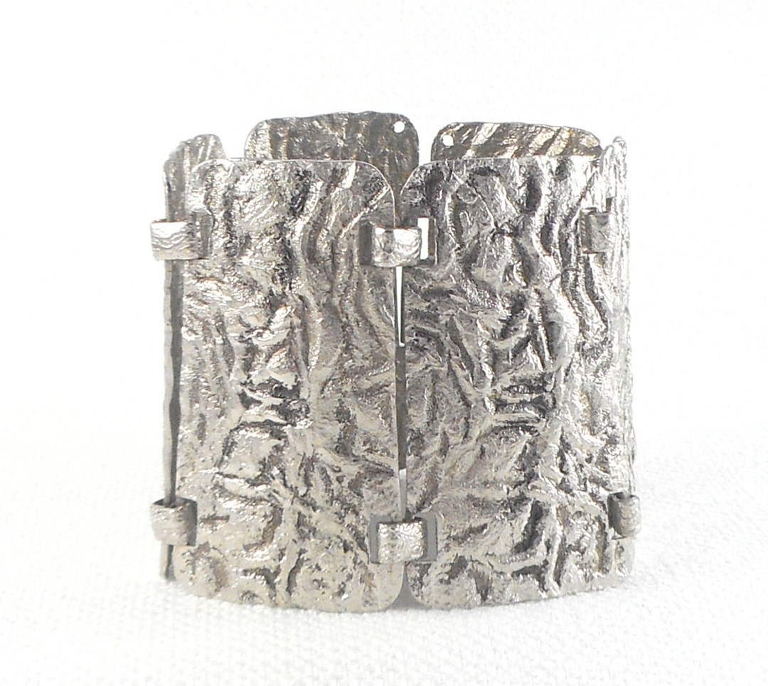 Vintage Super Wide Marino Panel Bracelet Textured Distressed Marino ...