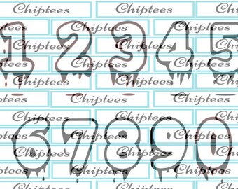 Dripping Number Set SVG, Dripping Numbers SVG Cut Files Silhouette ...