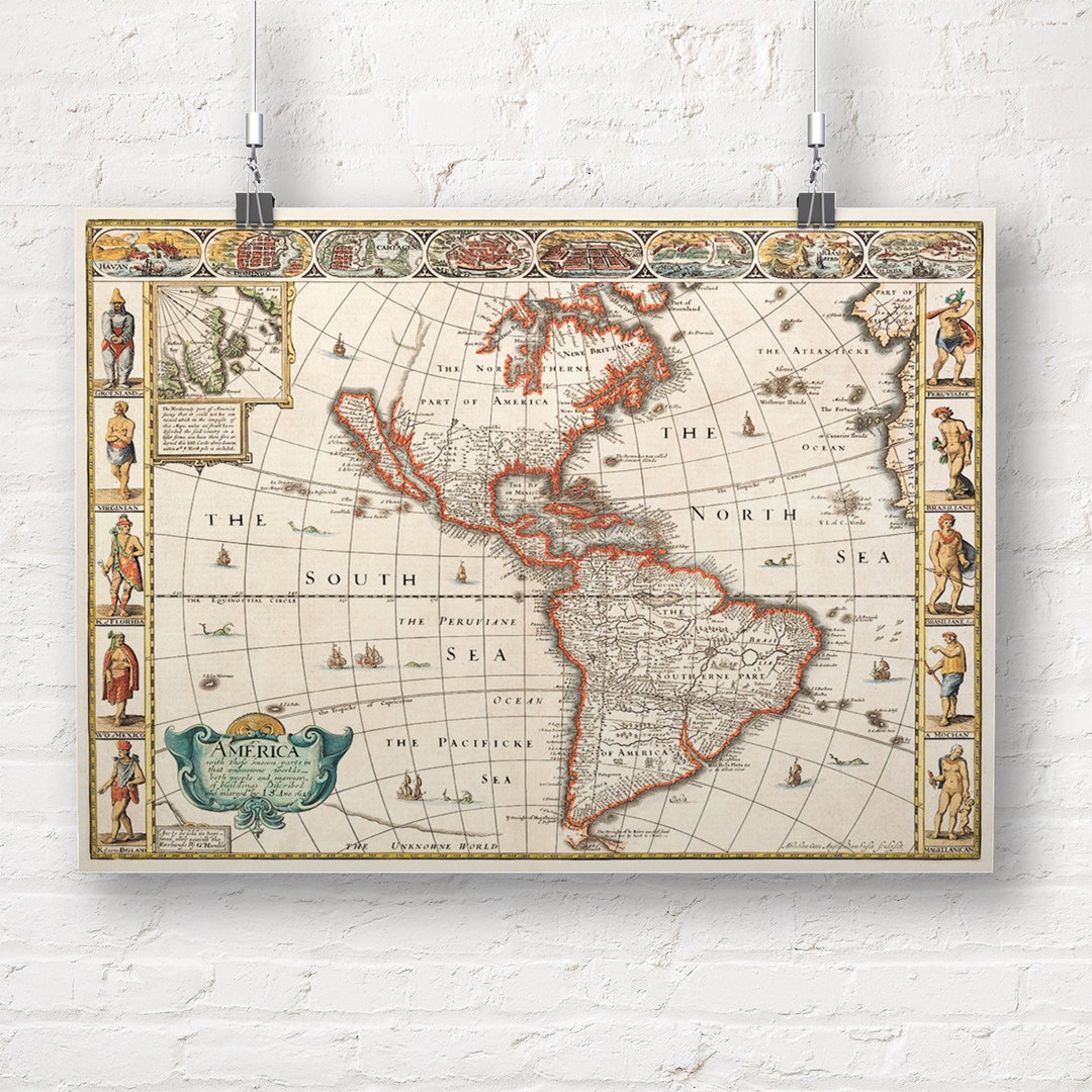 Vintage Map of America. Fine Art Print/poster - Etsy