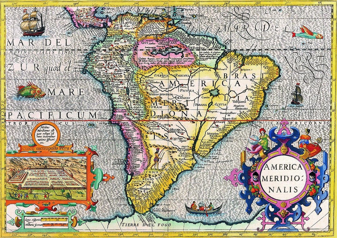 Henricus Hondius: Map of the Americas. Antique/vintage Map. Fine Art ...