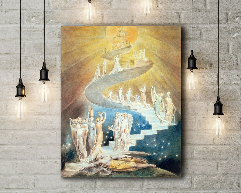 Canvas Art Print of William Blake: Jacob's Ladder. Large Size (30 X 20 ...