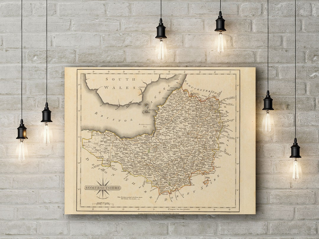 Premium Canvas Art Print of Map of Somersetshire England 1793 - Etsy