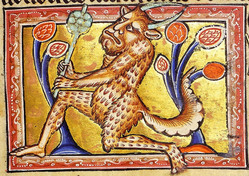 Aberdeen Bestiary: Satyr (12th Century Illuminated Manuscript). Fine ...