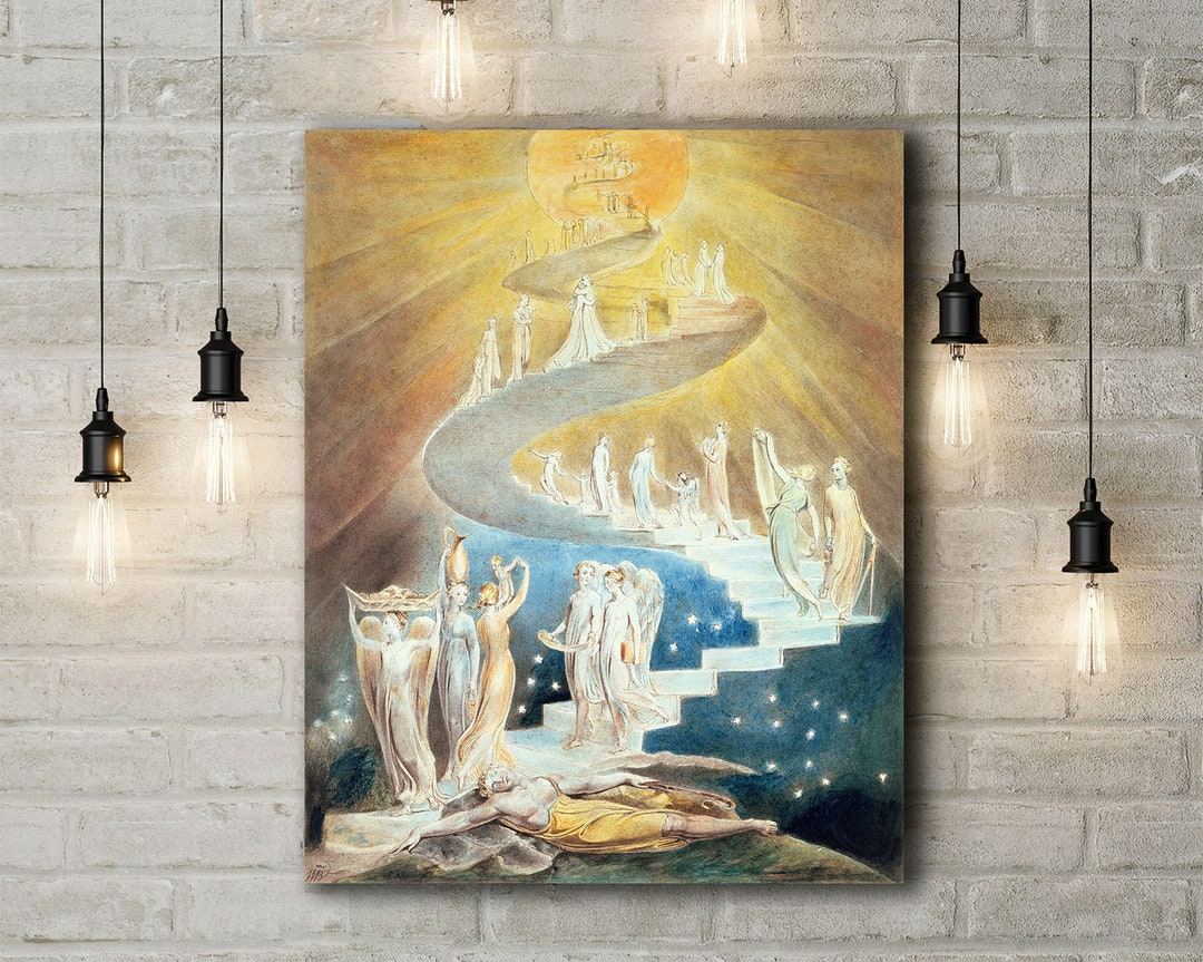 Premium Canvas Art Print of William Blake: Jacob's Ladder - Etsy