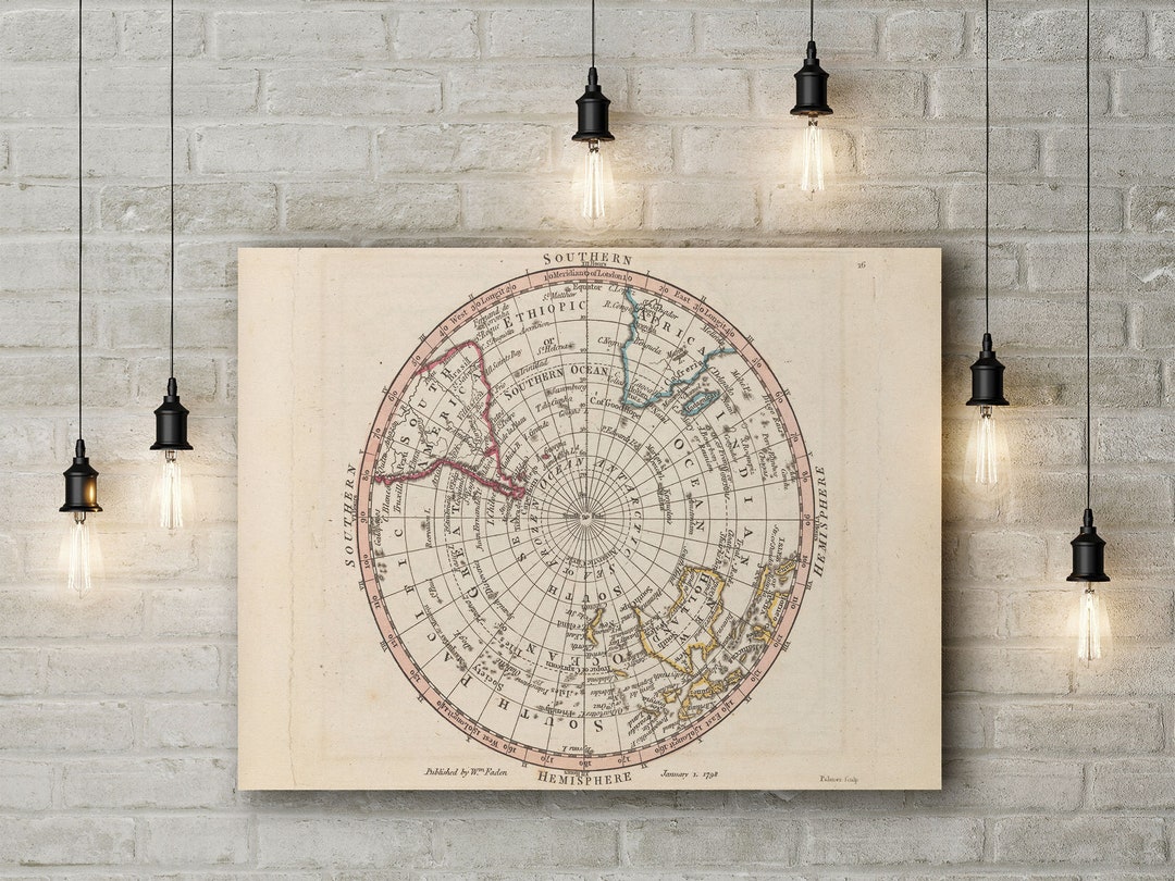 Canvas Art Print of A Map of the Southern Hemisphere, 1798. Large ...