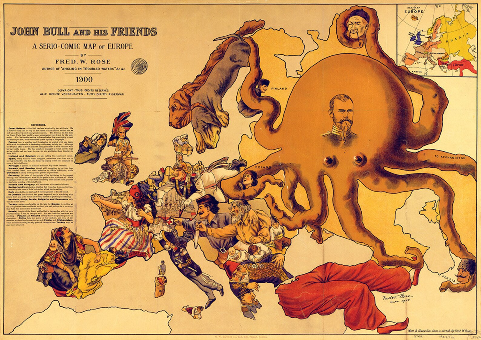 John Bull & Friends Serio-comic Map Europe 1900. Art Print/poster (5170 ...