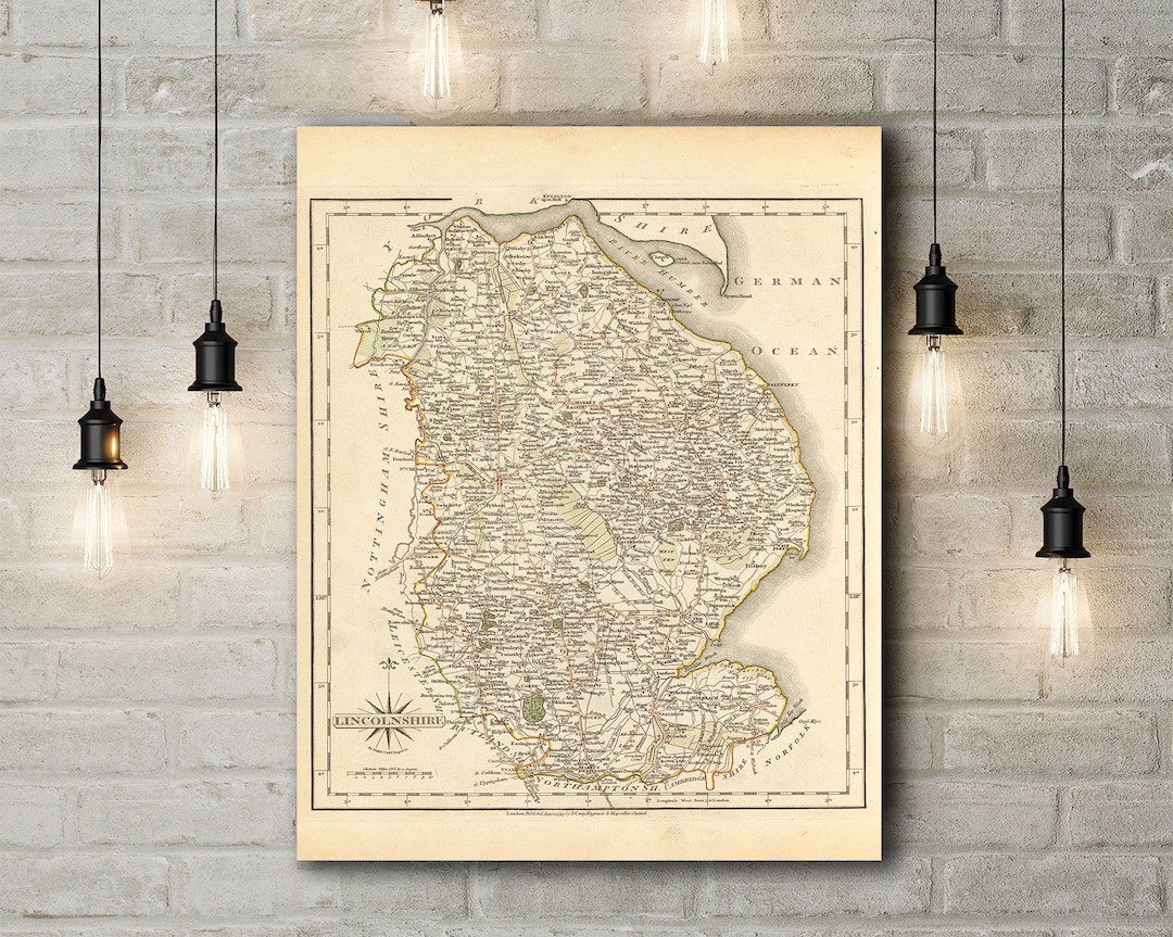 Canvas Art Print of A Map of Lincolnshire, England 1793. Large Canvas ...