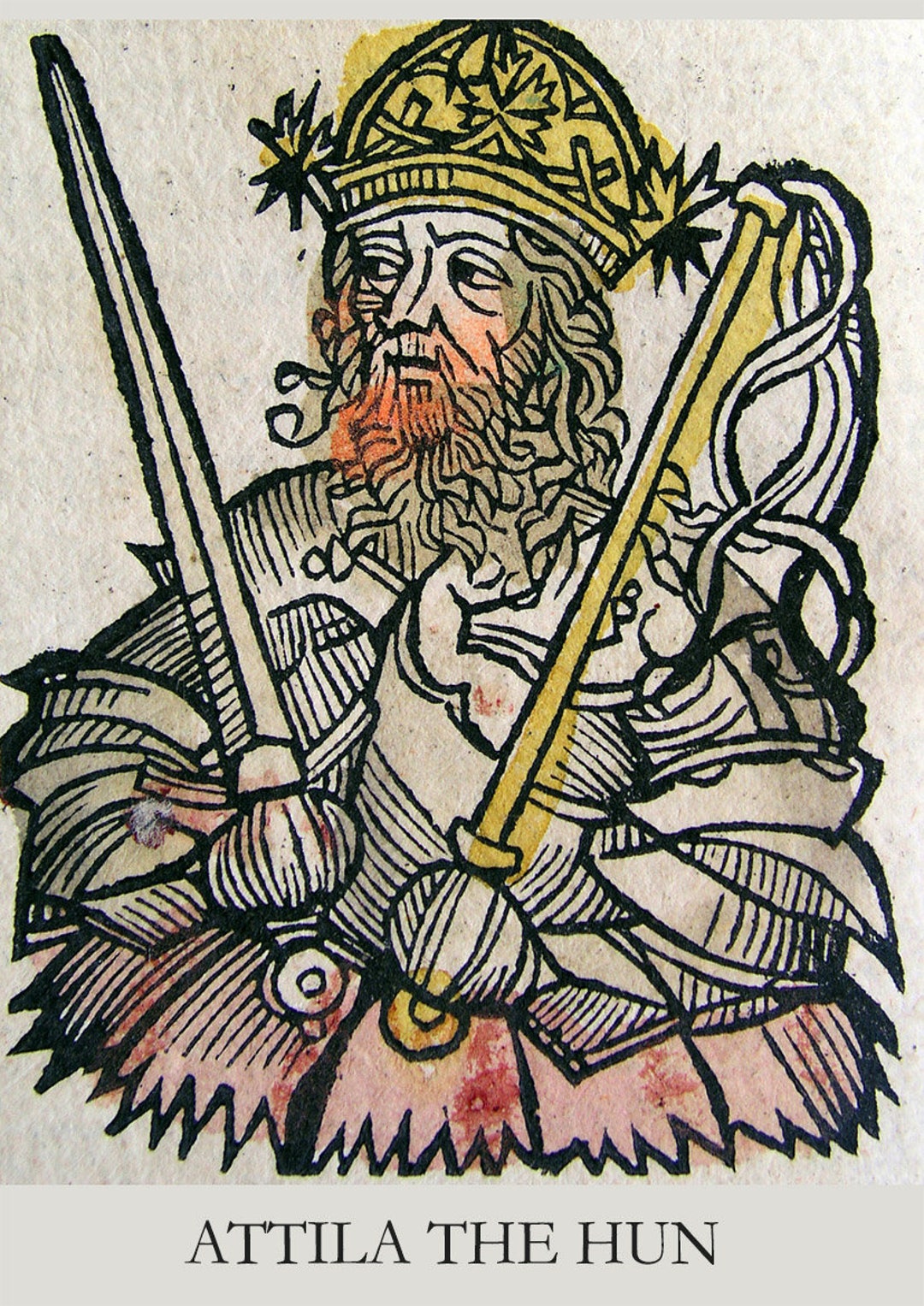Attila the Hun in the Nuremberg Chronicle (1493). Fine Art Print/poster ...