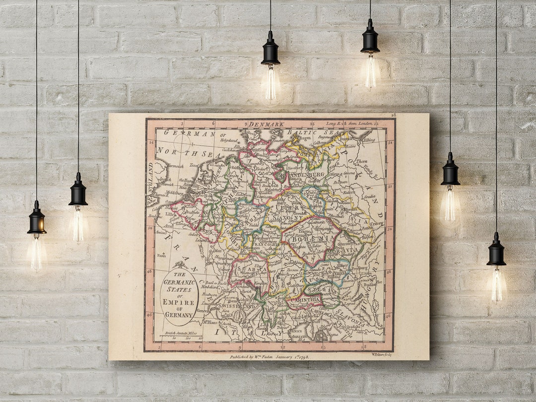 Canvas Art Print of A Map of the Germanic States or Empire of Germany ...