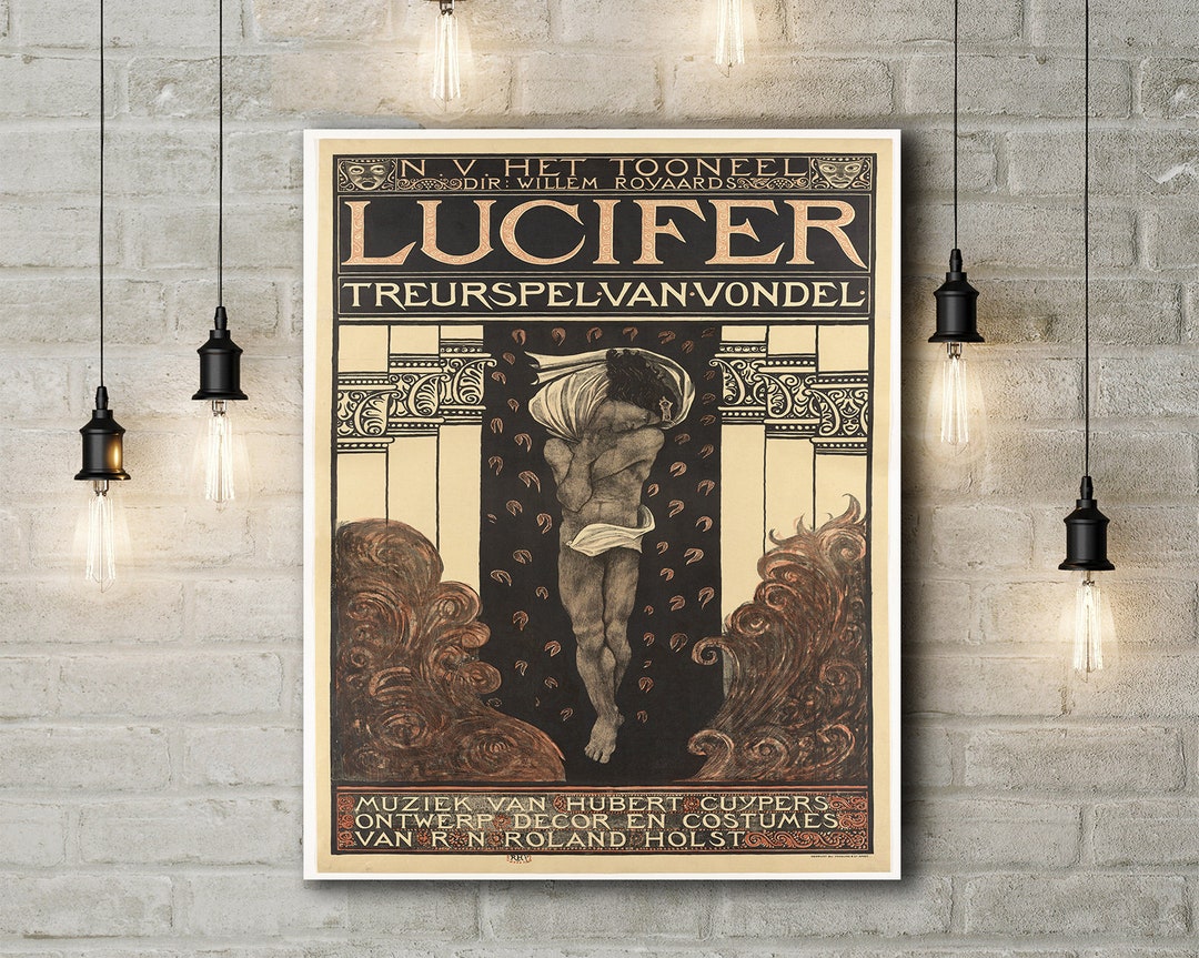 Canvas Art of Lucifer, Vintage Illustration. Large Size (30 X 20 Inches ...
