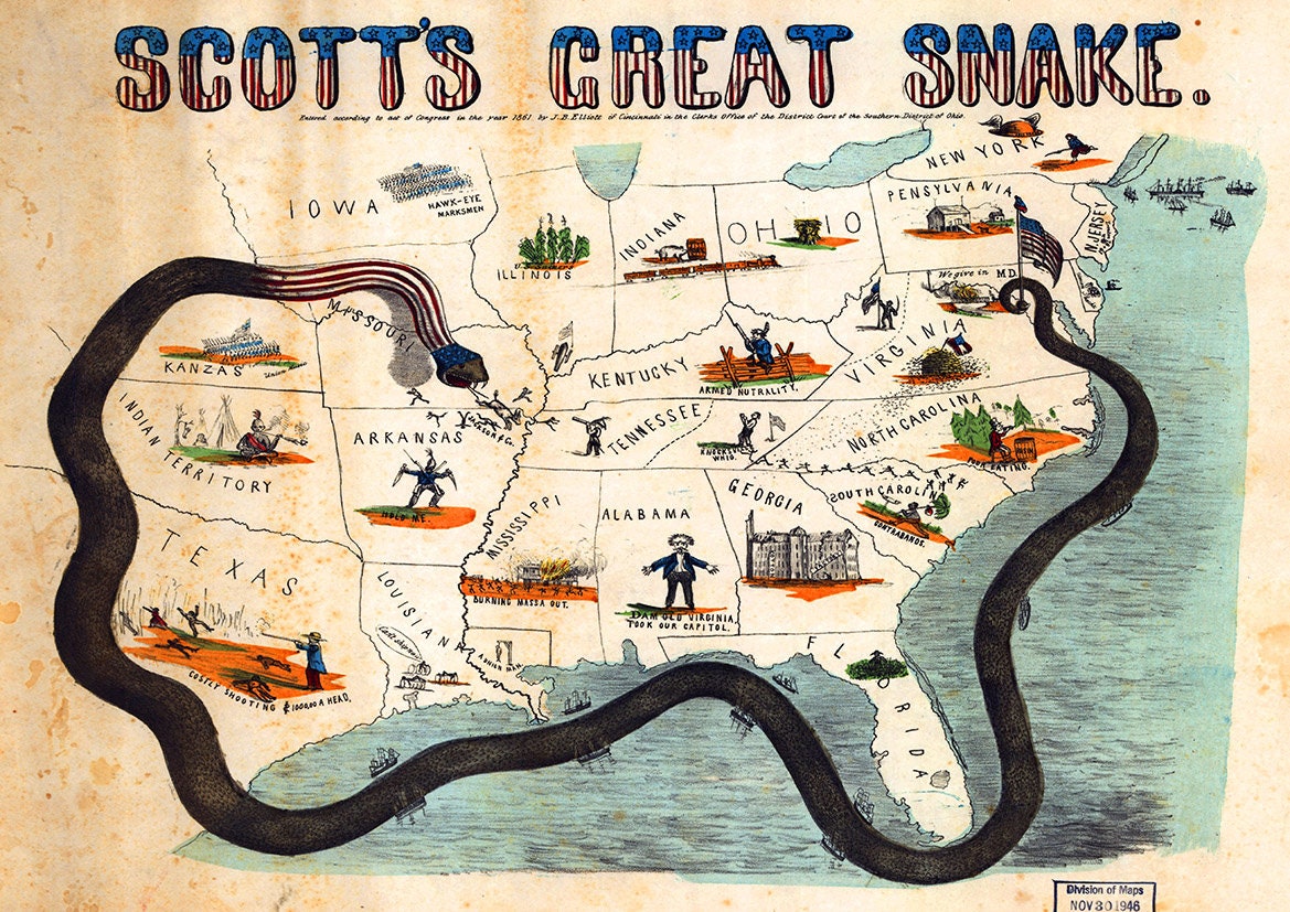Scott's Great Snake. Cartoon Map Illustrating Gen. - Etsy Canada