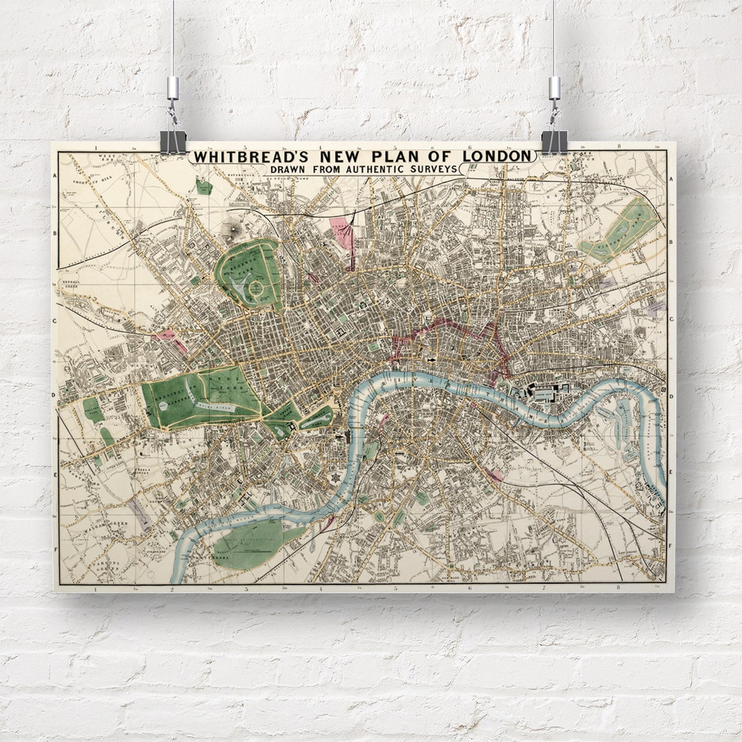 Vintage Map of Whitbread's New Plan of London. Fine Art Print/poster - Etsy