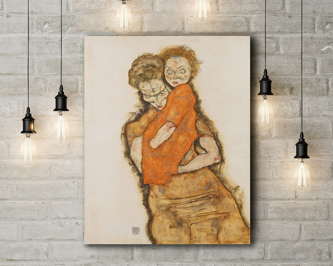 Premium Leinwand Kunstdruck von Egon Schiele: Mutter und Kind - Etsy.de
