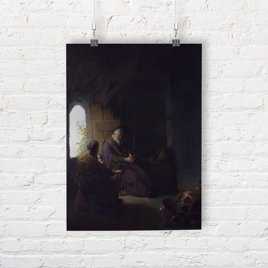 Premium Canvas Art Print of Rembrandt: Anna and the Blind Tobit - Etsy