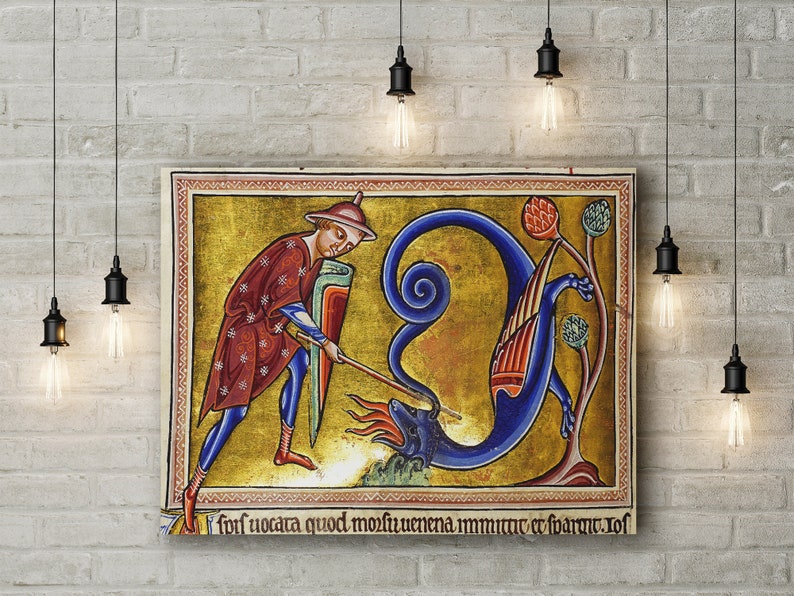 Canvas Art Print of Aberdeen Bestiary: Dragon. 12th Century - Etsy