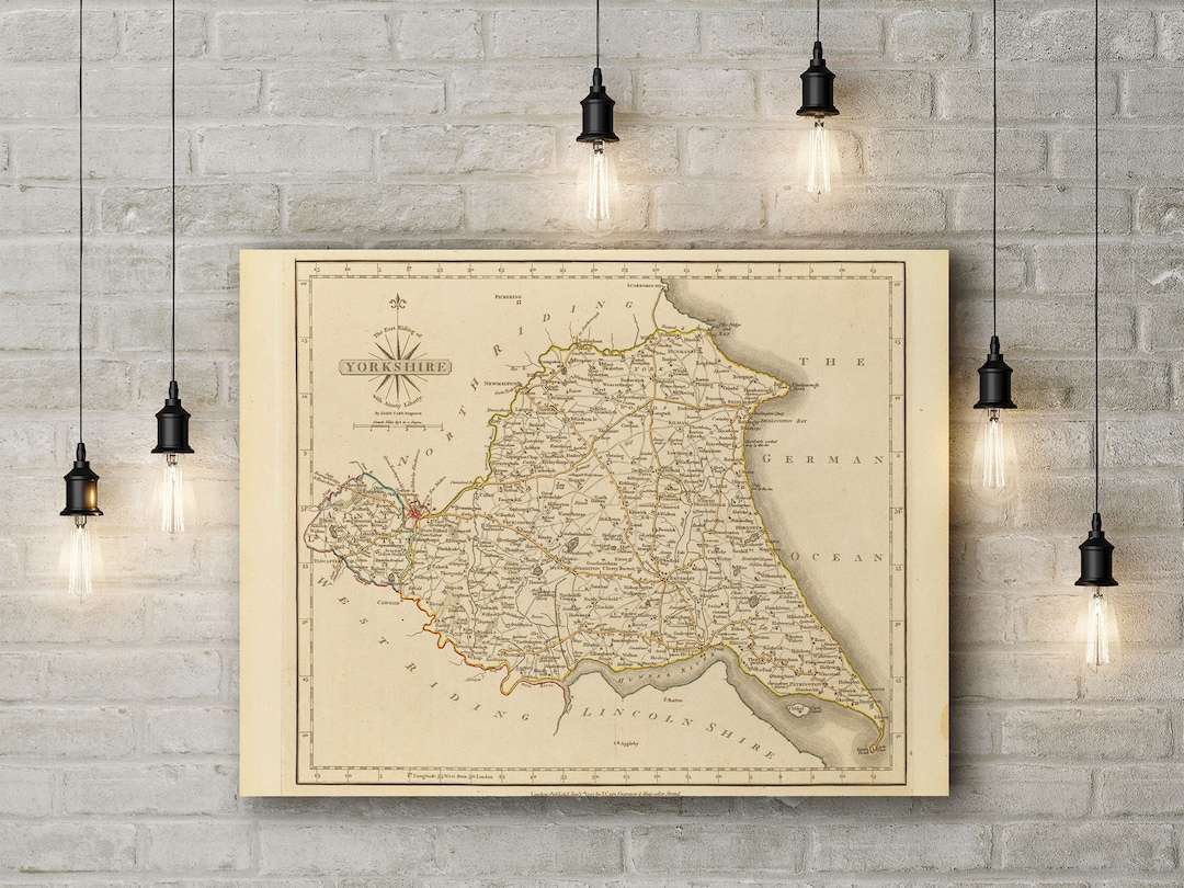 Canvas Art Print of A Map of East Riding of Yorkshire, England 1793 ...