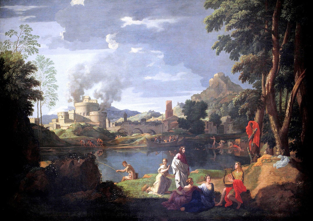Nicolas Poussin: Landscape With Orpheus and Eurydice. Fine Art Print ...