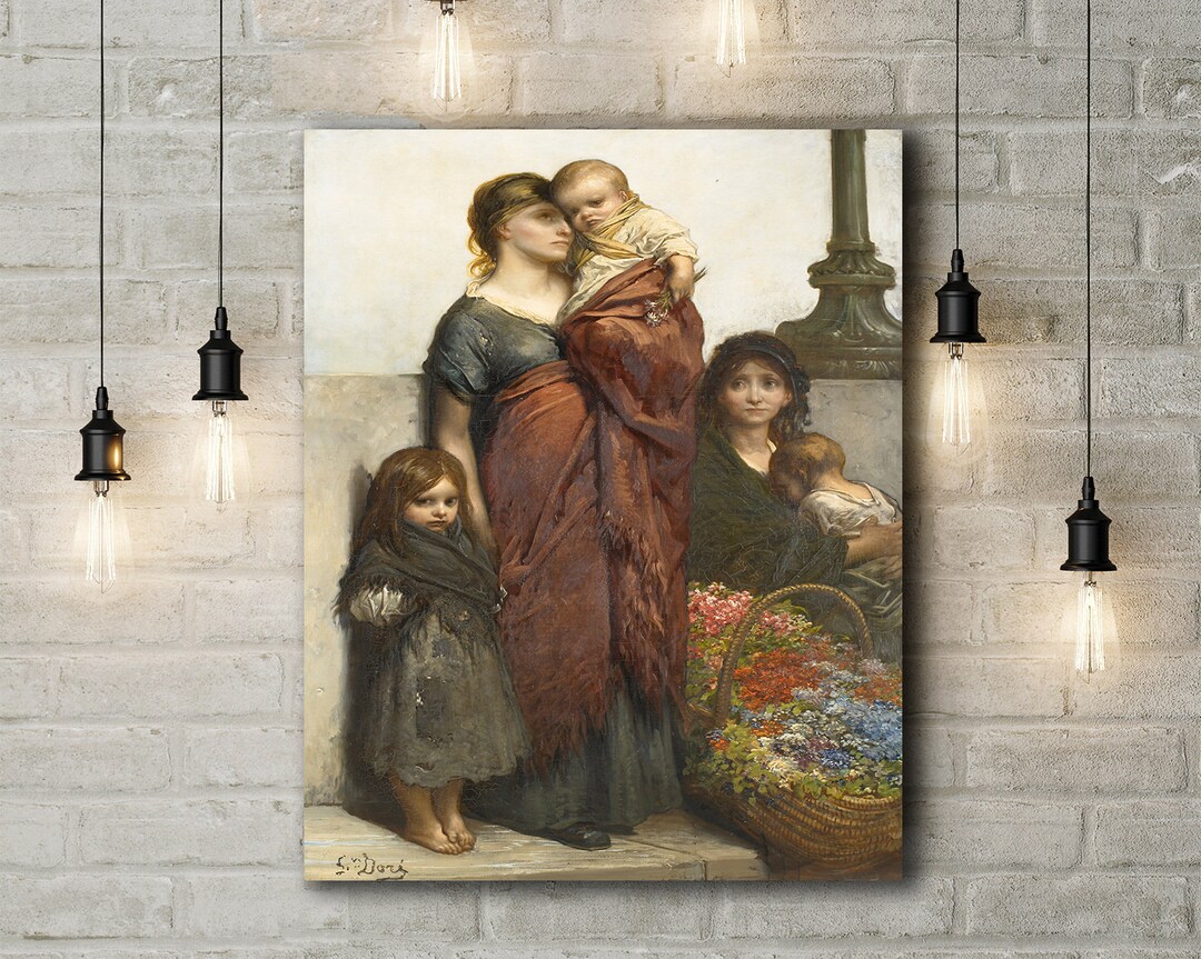 Canvas Art Print of Gustave Dore: the Flower Sellers of London. Large ...
