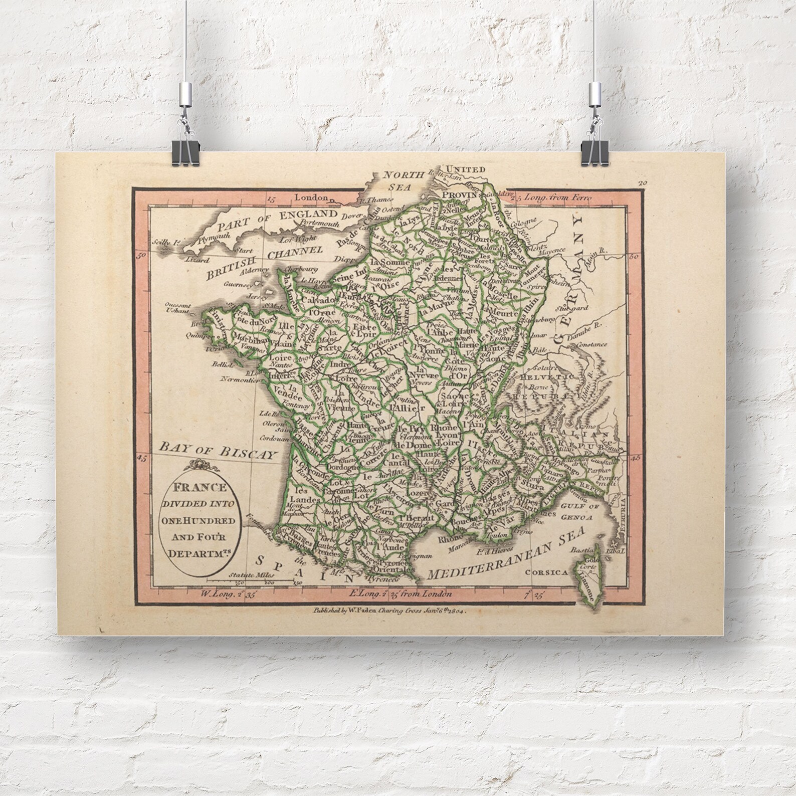 Map of France Divided Into One Hundred and Four Departments, 1798 ...