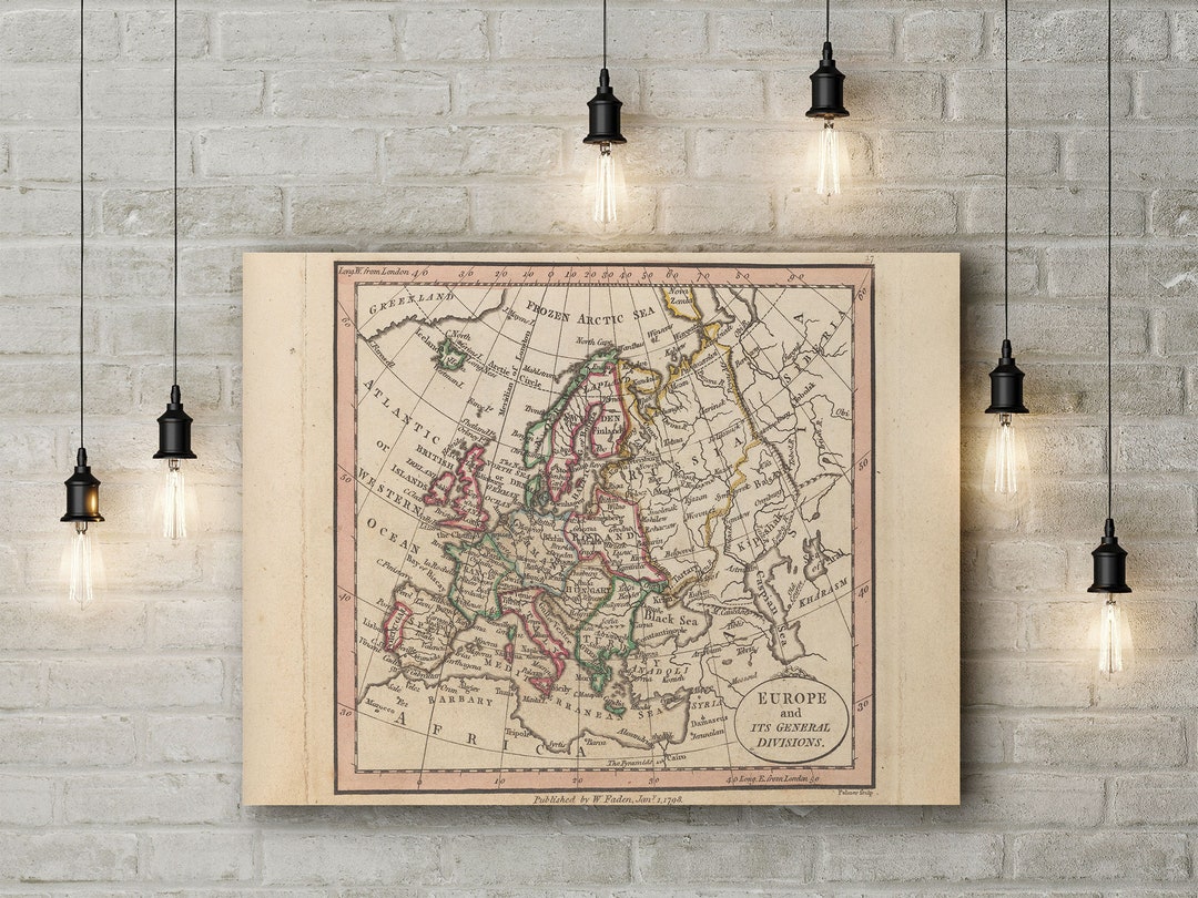 Canvas Art Print of A Map of Europe and It's General Divisions, 1798 ...