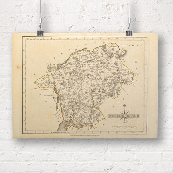 Map of Westmoreland England 1793. Vintage/antique Style Old | Etsy