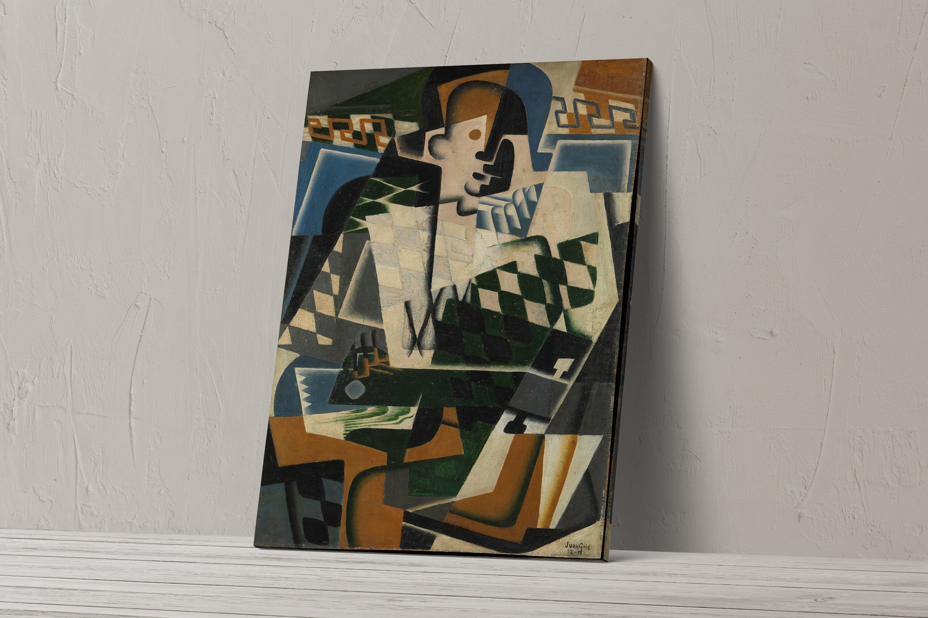 Modern Canvas Art Print of Juan Gris: Harlequin With a Guitar. - Etsy