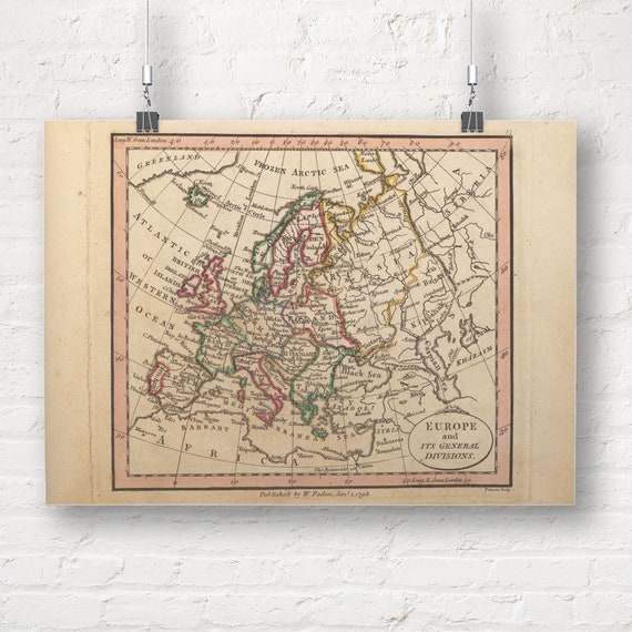 Map of Europe and It's General Divisions 1798. - Etsy Australia