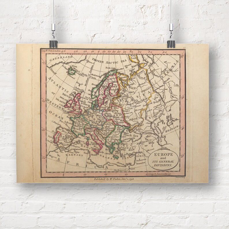 Map of Europe and It's General Divisions 1798. - Etsy