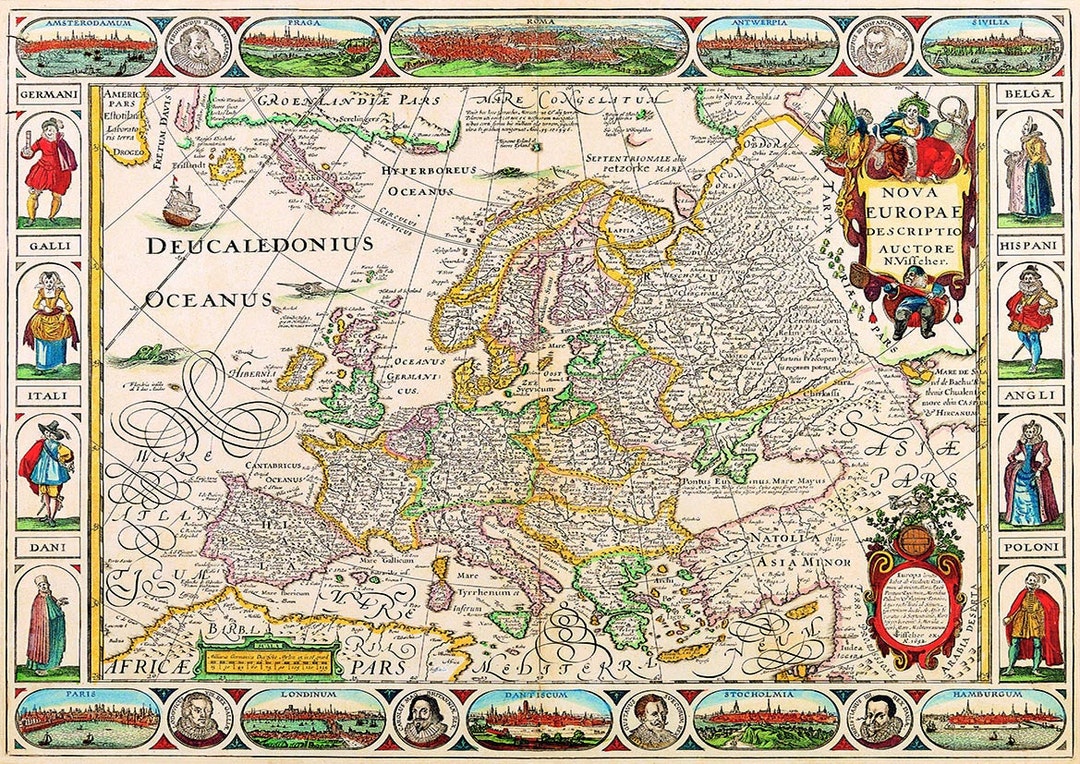Nicolas Visscher: Map of Europe. Antique/vintage Map. Fine Art Print ...