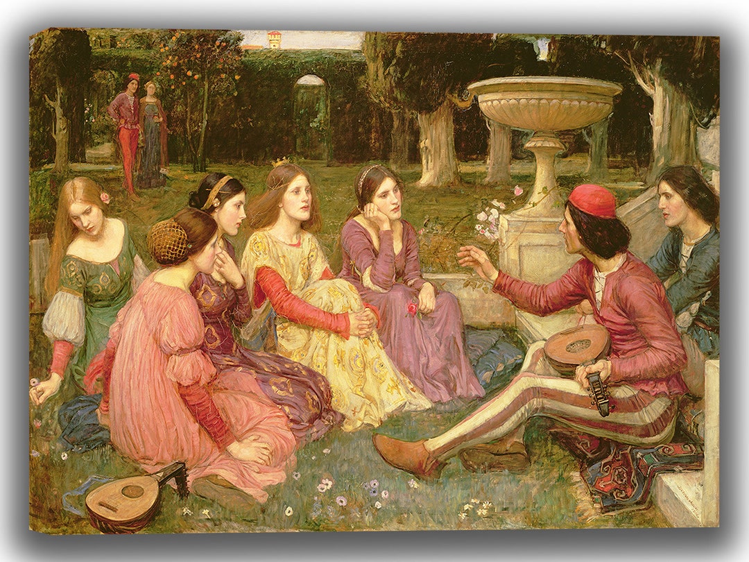 Canvas Art Print of Waterhouse: Decameron. Large Size (30 X 20 Inches ...