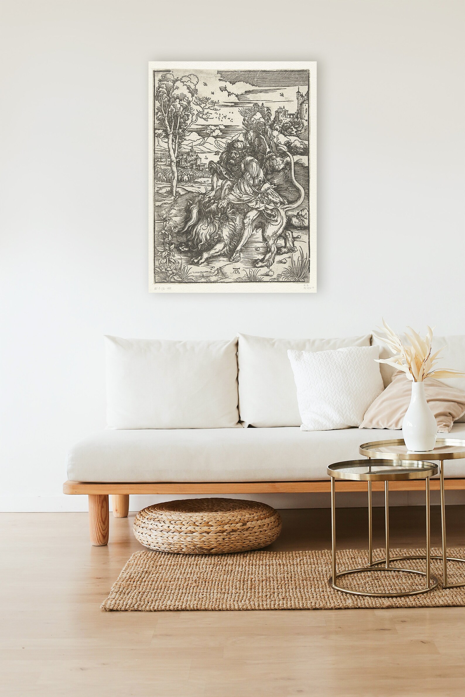 Canvas Art of Samson fights the lion by Albrecht Dürer. | Etsy