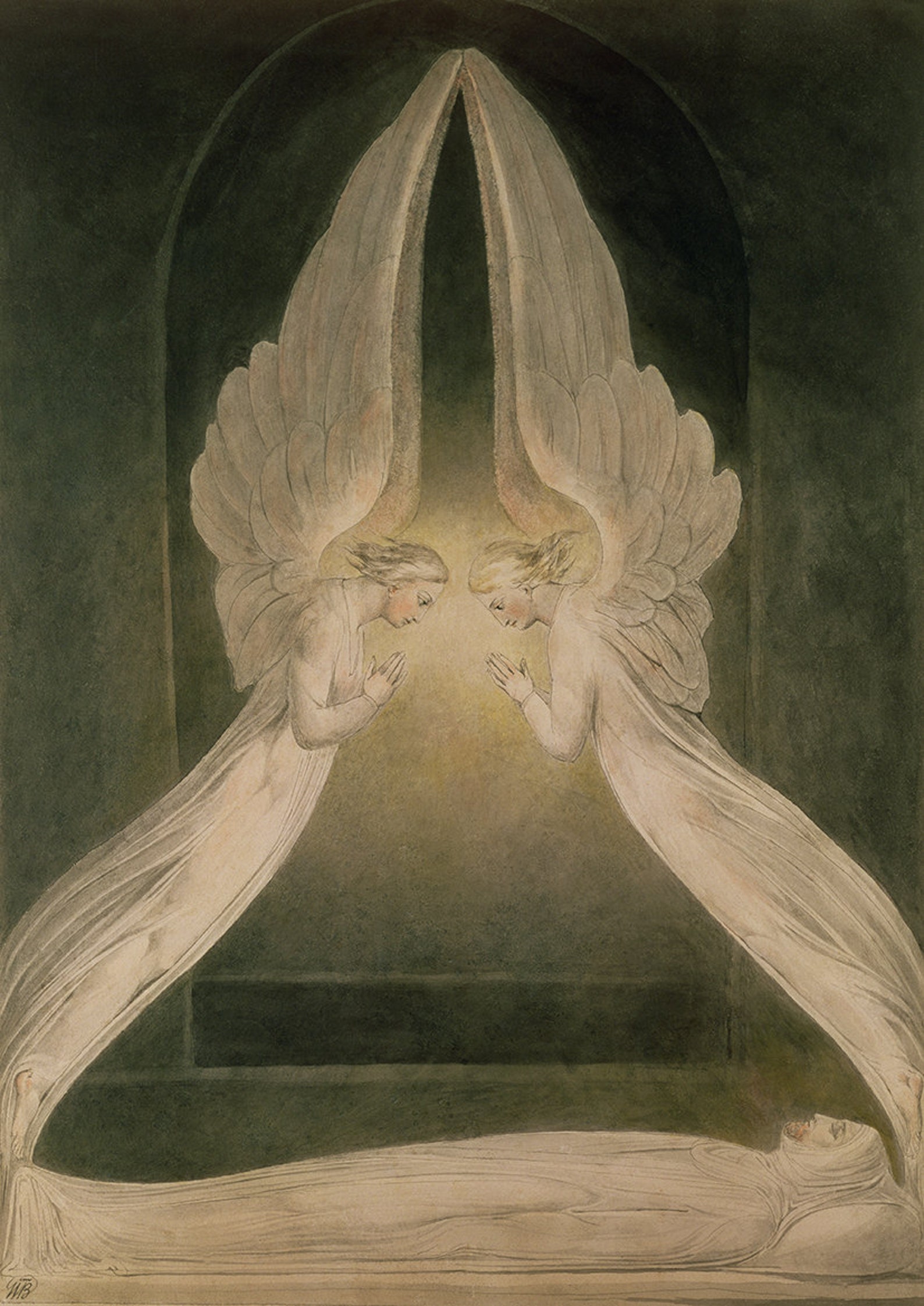 William Blake: Christ in the Sepulchre, Guarded by Angels. Fine Art ...