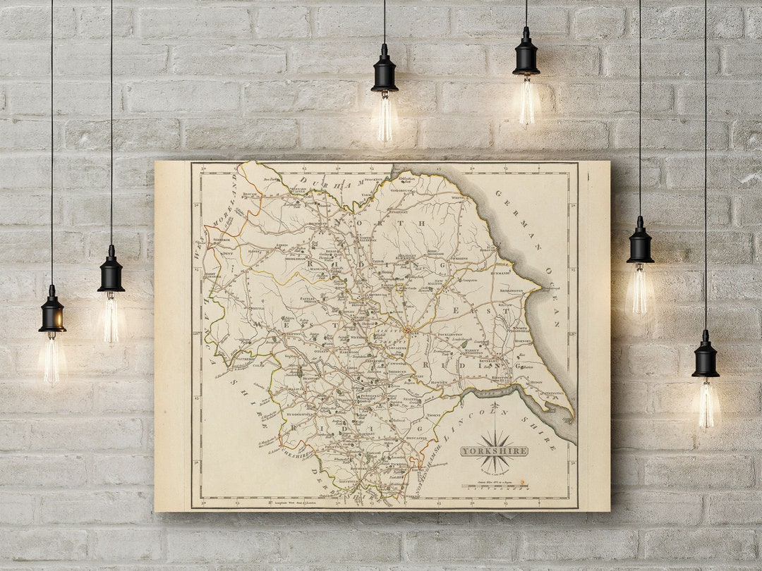 Canvas Art Print of A Map of Yorkshire, England 1793. Large Canvas (30 ...