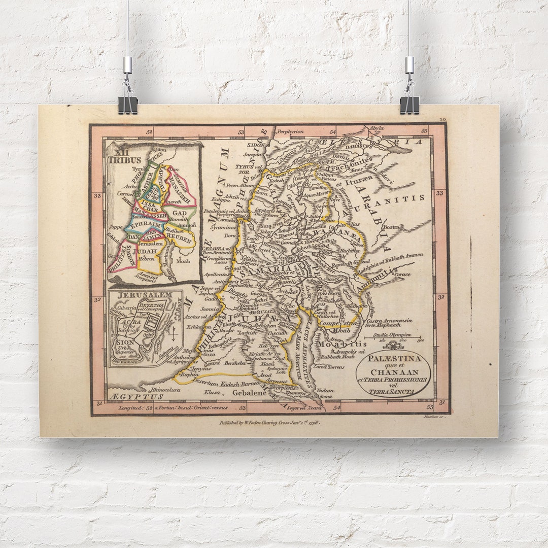 Map of Palestine and Canaan, the Promised Land and the Holy Land, 1798 ...