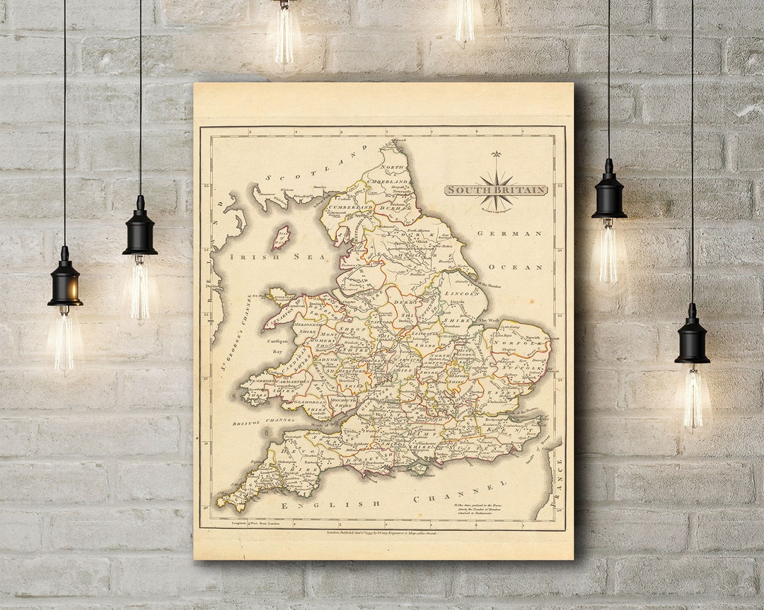 Canvas Art Print of A Map of South Britain, 1793 - Etsy