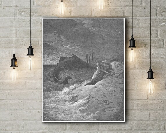 Canvas Art Print of Gustave Dore: Jonah and the Whale. Large | Etsy