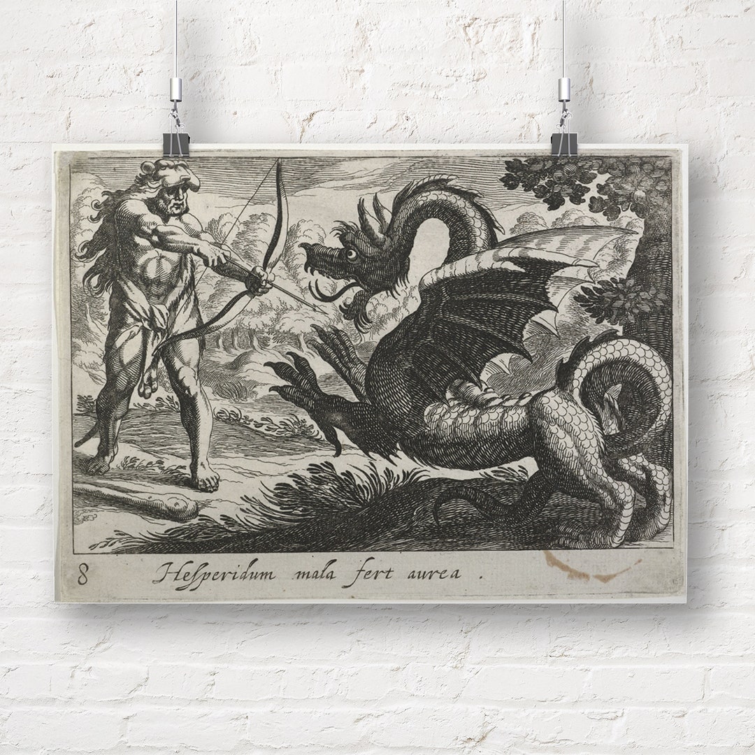 Hercules Slays the Dragon Ladon by Simon Frisius. Fine Art Print/poster ...