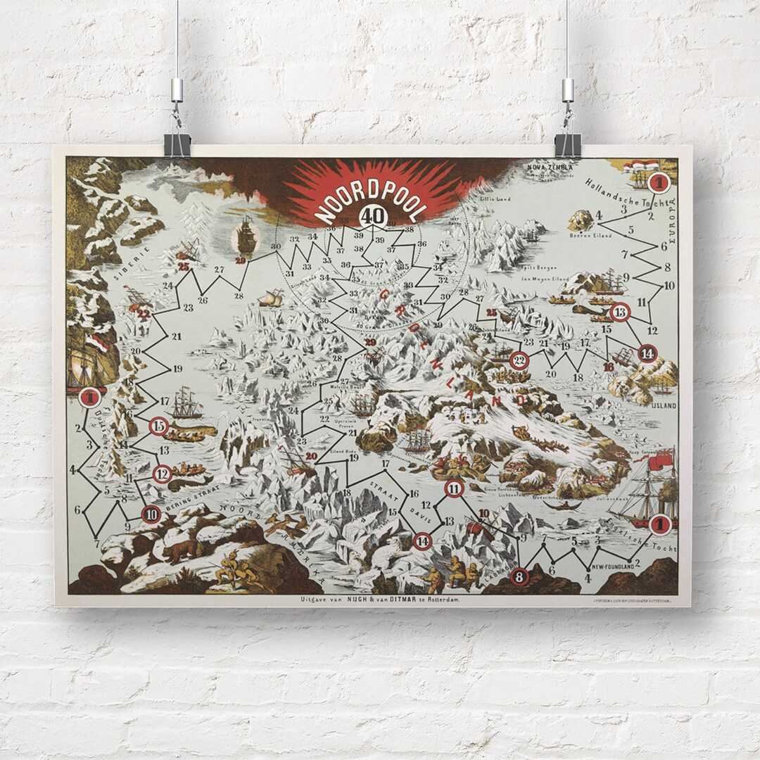 Vintage Map of Noordpool by Nijgh & Van Ditmar. Fine Art Print/poster ...